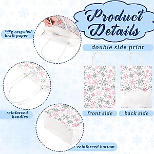 Silkfly 50 Pack Frozen Gift Bag Snowflake Party Bags Winter Frozen Goodie Bags with Tissue Paper for Snowflake Baby Shower Birthday Holiday Party Supplies