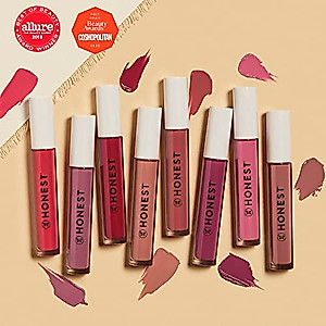 Honest Beauty Liquid Lipstick, Happiness with Avocado oil + Hyaluronic Acid |Lasting Hydration | EWG Certified + Dermatologist tested & Vegan + Cruelty free | 0.12 fl. oz.