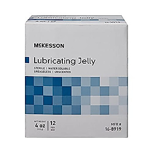 McKesson Lubricating Jelly, Sterile, Water Soluble, Unscented, Greaseless, 4 oz, 12 Count, 1 Pack