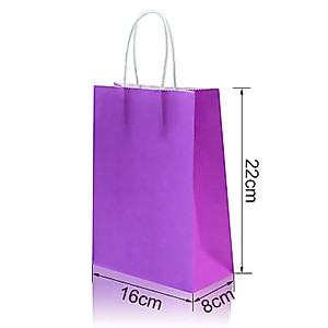 Cooraby 20 Pieces Kraft Paper Bags Party Favor Bags Craft Paper Bags with Handle for Birthday, Baby Shower, Wedding and Party Celebrations (Light Blue, Light Purple, Pink)