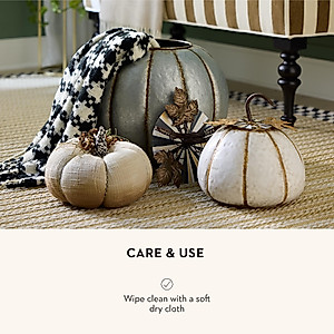 MACKENZIE-CHILDS Porch Decor Metal Pumpkin Container, Halloween Metal Container Home Decor with Lid, Large