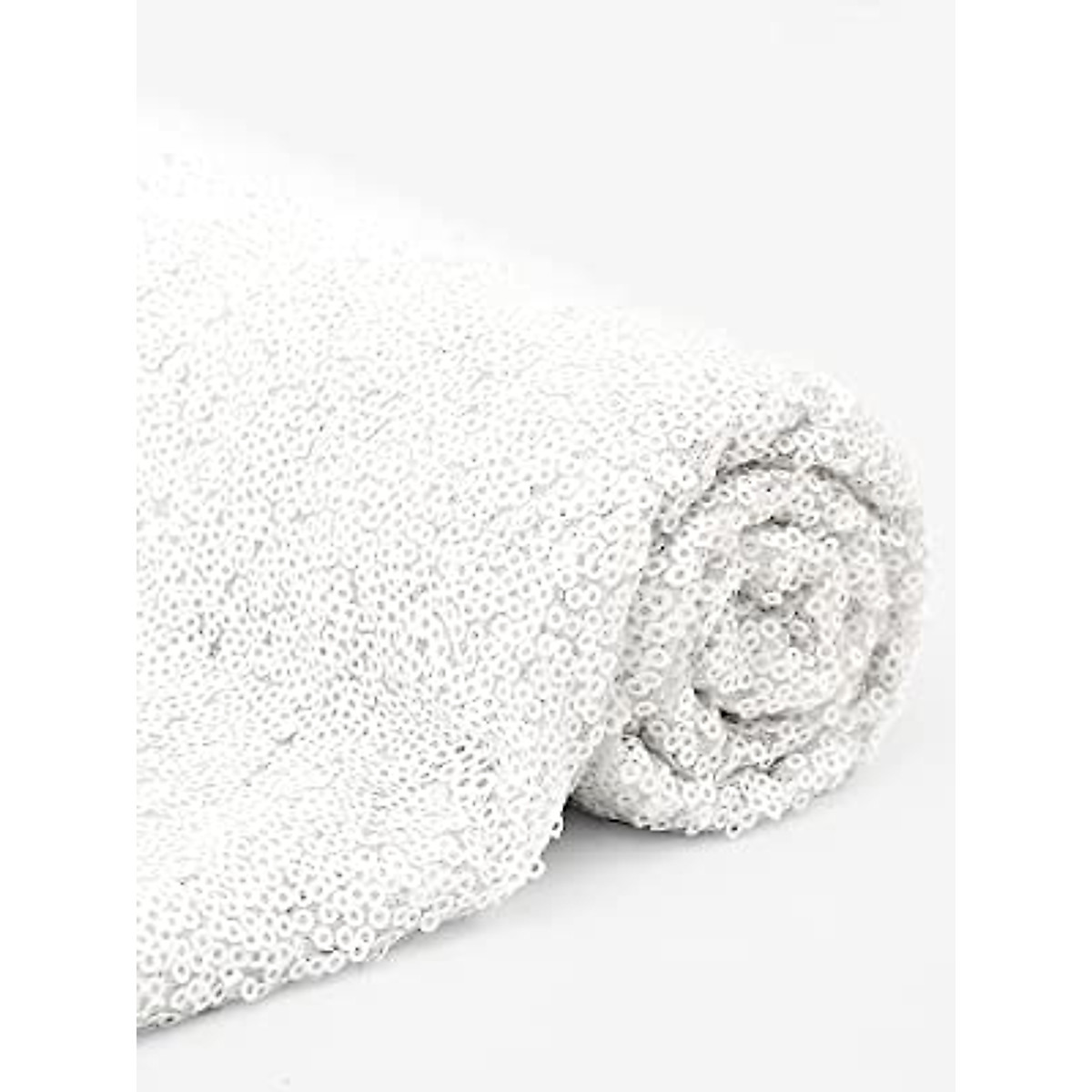 WISPET White Sequin Tablecloth 120" Round Sequin Tablecloth Shimmer Table Cloth Sparkly Drape Table Cover Decorations for Engagement Weddings Party Baby Bridal Shower Decorations