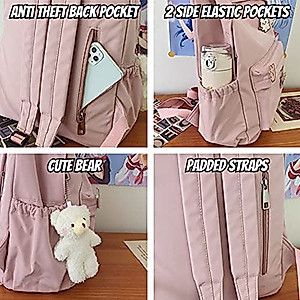 BILIPOPX Kawaii Cute Aesthetic School Laptop Backpack with Accessories Pin Plush Pendant for Teen Girls, Students