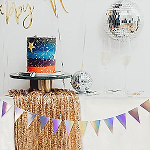 Iridescent Disco Party Decorations Garland, Retro 70s Triangle Streamers, Holographic Hanging Dancing Decor Backdrop, Sparkle Birthday Bachelorette Mermaid Unicorn Theme Party Supplies