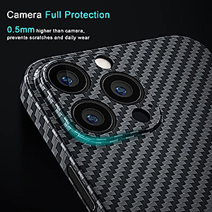 memumi 𝟮𝟬𝟮𝟮 𝐍𝐄𝐖 Real Carbon Fiber Case for iPhone 13 Pro Max, Sturdy Durable Carbon 0.5 mm Thin Cover for iPhone 13 Pro Max Aramid Fiber Skin Case with Military-Grade Drop Protection Black