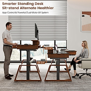EUREKA ERGONOMIC Electric Standing Desk with Dual Drawers,63 Inches Height Adjustable L-Shaped Office Desk,Sit Stand Desk Executive Desk Computer Workstations with Monitor Stand,Left/Black