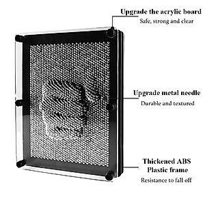 3D Pin Art Toy 6 x 8 Inches, Unique Metal Silver Pin Art Board for Kids,Inspire Imagination & Challenge Sense, Innovative Boundless Creativity for Children & Adults Learning Gift