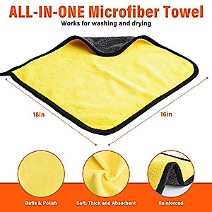 ANUINIT Car Wash Brush with Long Handle 62"/18" Microfiber Car Wash Brush,Soft Car Wash Mop Car Wash Mitt Scratch-Free Car Wash Kit,Flexible Rotation Car Washing Brush for Truck RV SUV Pickup Bus