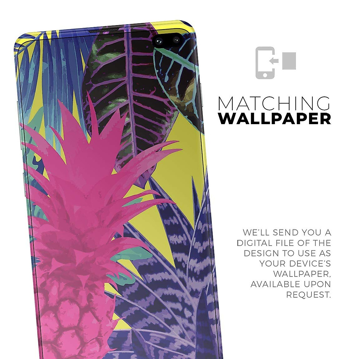 DesignSkinz Hype Flourescent Summer Pineapple Pattern Protective Vinyl Decal Wrap Skin Cover Compatible with The Samsung Galaxy S20 (Screen Trim & Back Glass Skin)