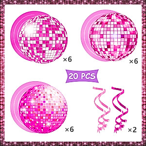 Pink Disco Ball Party Hanging Swirls 70s Disco Birthday Party Decoration Disco Ball Themed Swirl Ceiling Disco Party Hanging Streamer for 70s 80s Party Baby Shower Supplies