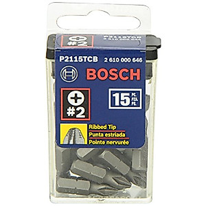 BOSCH P2115TCB 1 In. Impact Tough Phillips Insert Bit, 15-Piece