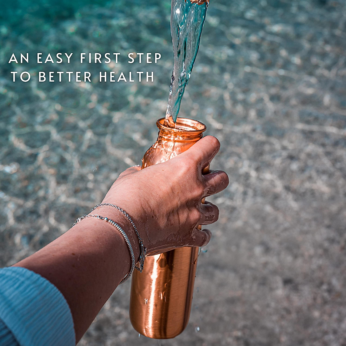Kosdeg Copper Water Bottle - 16oz Vintage Modern Design - An Ayurvedic Copper Vessel For Drinking - Drink More Water, Lower Your Sugar Intake And Enjoy The Health Benefits