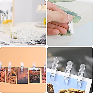 DIYASY 100 Pcs Mini Clear Plastic Clothespins,1.4 Inch Photo Clips,Transparent clothpins for Pictures and Photo Hanging.