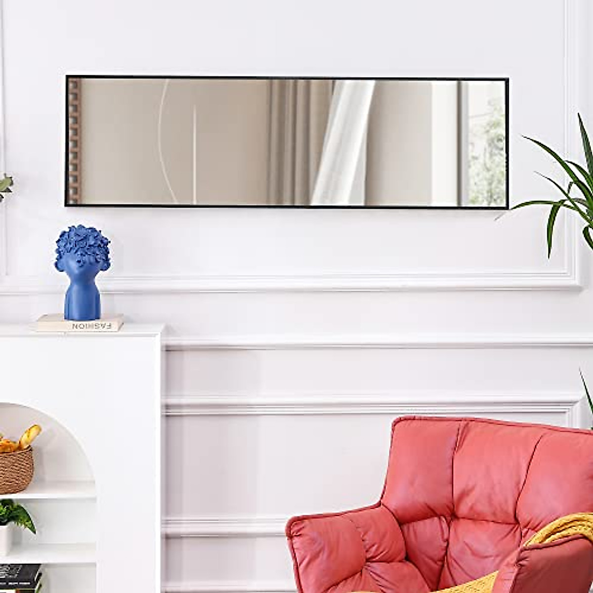 NebulaDeco Full Body Mirror with Stand,Black Metal Frame Wall Mounted Full Body MirrorGold Floor Standing Large Mirror48*13.8",Body Mirrors for Bedroom,Living Roomfull Length Mirror