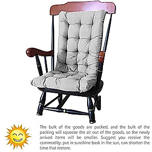Rocking Chair Cushion,Indoor/Outdoor Rocking Chair Cushions Set Non-Slip Seat/Back Chair Cushion,Patio Chair Cushion with Ties Patio Chaise Lounger Swing Bench Cushion for Patio Furniture (Gray)