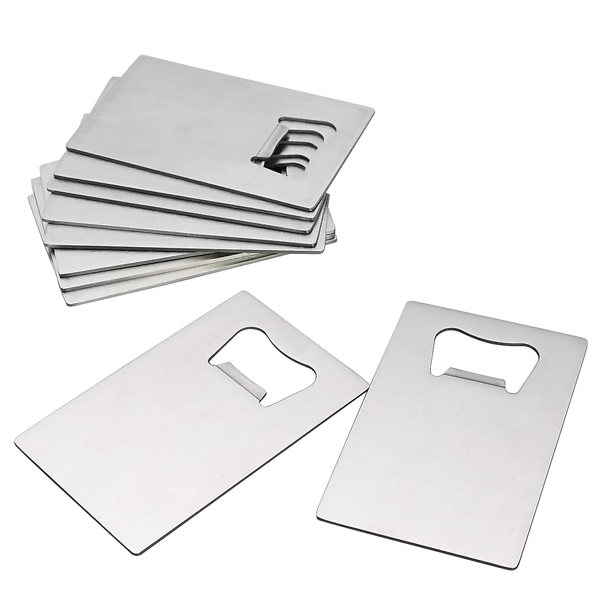 Ponpong Stainless Steel Credit Card Beer Bottle Openers, 10 Pieces