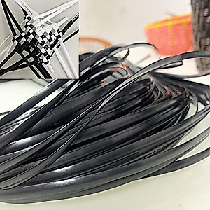 Black Flat Synthetic Rattan Repair Material, Suitable for Wicker Tables and Chairs, Patio Furniture, All-Weather Wicker for Weaving and Repairing Dialogue Suits-(Approximately 300 Feet) (Black)