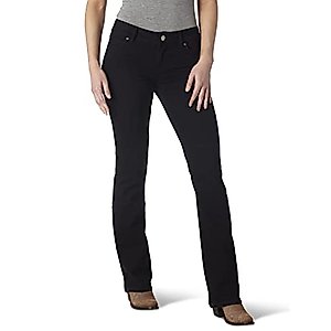 Wrangler Women's Western Mid Rise Stretch Boot Cut Jean, Black, 7W x 32L