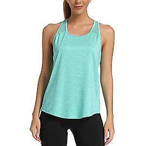 Aeuui Womens Workout Tops for Women Racerback Tank Tops Mesh Yoga Shirts Athletic Running Tank Tops Sleeveless Gym Clothes Green