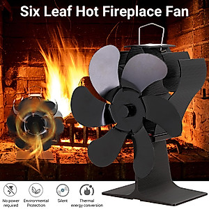 GIFZES Heat Powered Wood Stove Fan with Magnetic Thermometer, 6 Blades Wood Stove Fan Non Electric Eco Fans for Wood Stoves,Circulating Warm Air Fireplace Fan for Wood/Log Burner Stove