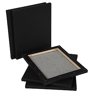 ZingArts Black Canvas,12x12 Inch 6-Pack, 100% Cotton Primed Acid-Free Stretched Black canvases for Painting, Art Supplies for Acrylic Pouring, Oil Painting and Watercolor Paints.