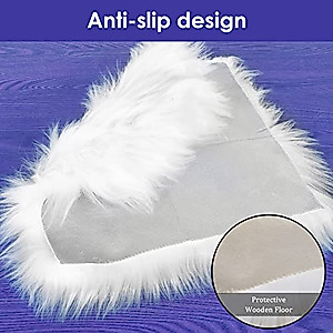 WLLHYF 10 Inches Mini Square Faux Fur Rug， Small Fluffy Area Rug Cushion for Living Room Sofa Bedroom Floor Soft Square Chair Cover Seat Pad Nail Mat for Photographing Background of Jewelry