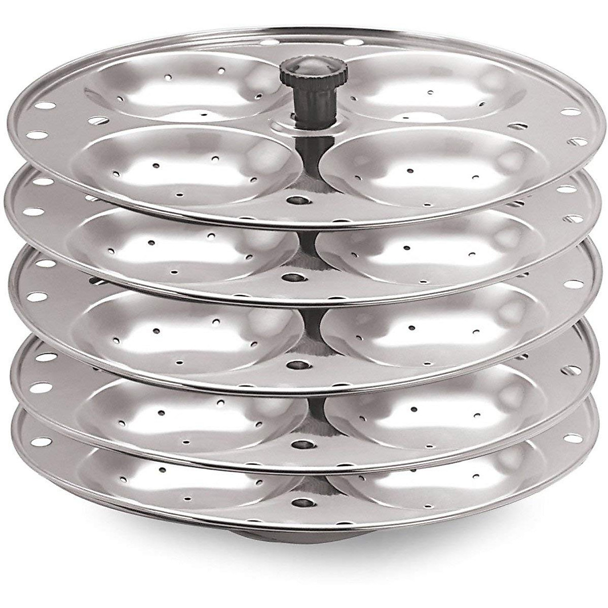 WhopperIndia Stainless Steel Idli Maker Stand with 5 Plates and 20 Cavities 4 Cavities in 1 Plate - Makes 20 Idlis
