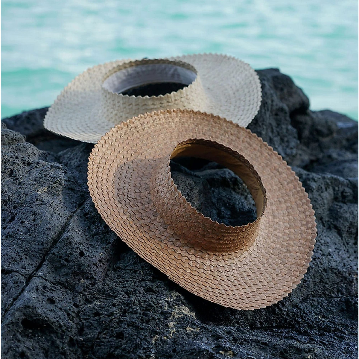 Straw Hat Beach Summer Visor Sun Hat (Brown)