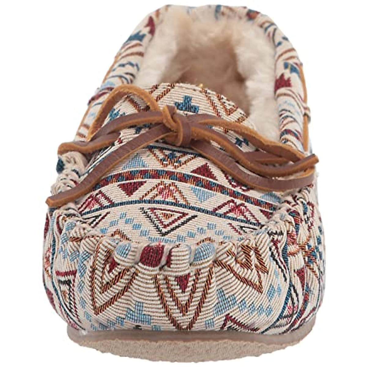 Minnetonka Womens Mosaic Cally Moccasin, Cream Mosaic, Size 8