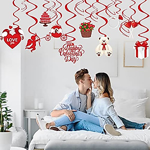 Valentines Day Decoration Set Valentines Day Decor 1Pcs Love Bunting Banner 10Pcs Single Swirls 6Pcs Double Swirls and 10Pcs Toppers Valentines Decorations Valentine's Day Decorations