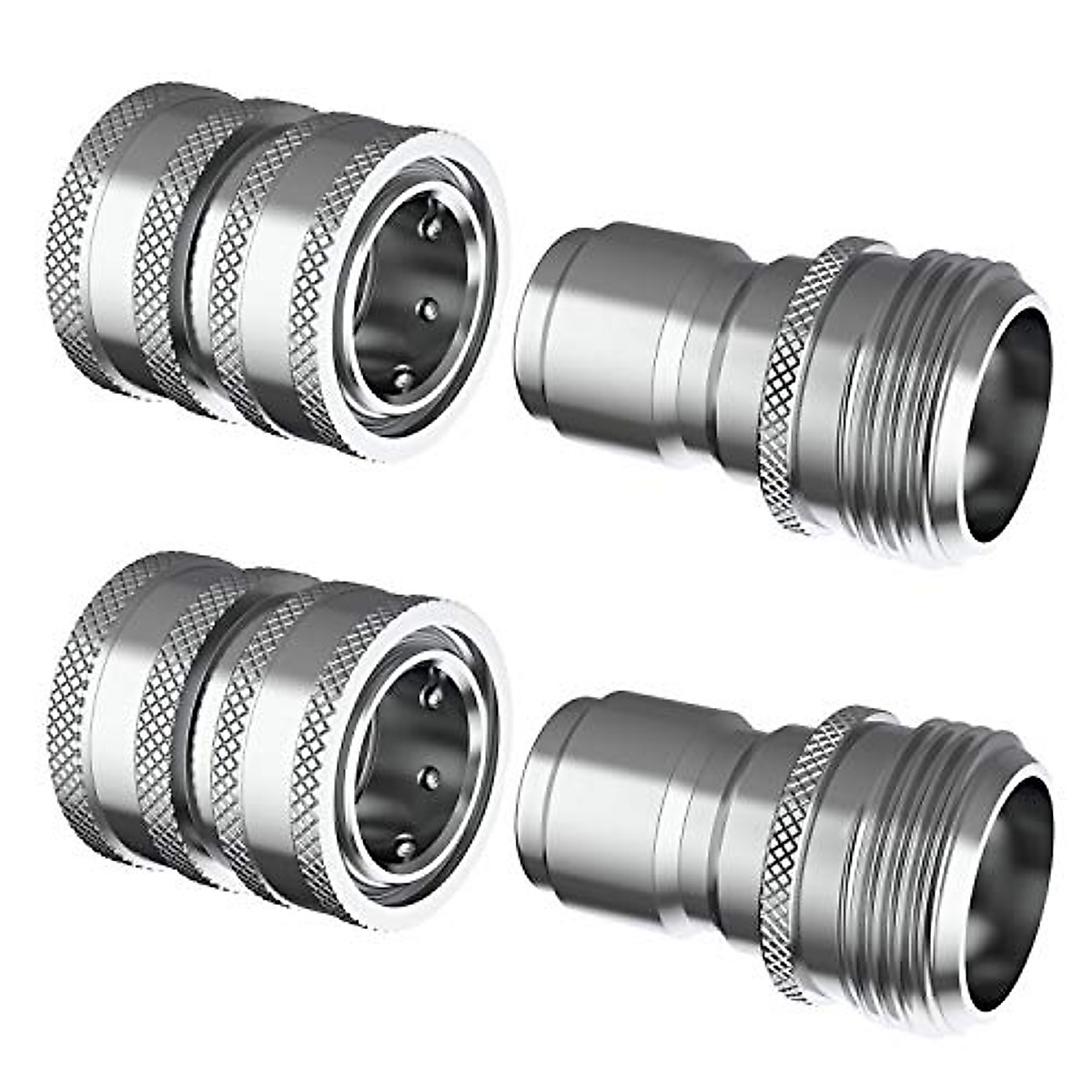 ESSENTIAL WASHER Garden Hose Quick Connect Hose Fittings - 3/4 Inch Stainless Steel Water Hose Quick Connect Set - Garden Hose Connector Set, Pressure Washer Adapter, Great For RV or Pressure Washer
