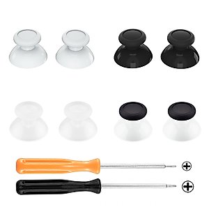 eXtremeRate Replacement 3D Joystick Thumbsticks, Analog Thumb Sticks with Cross Screwdriver for Nintendo Switch Pro Controller - Black & White & Transparent & Transparent Black