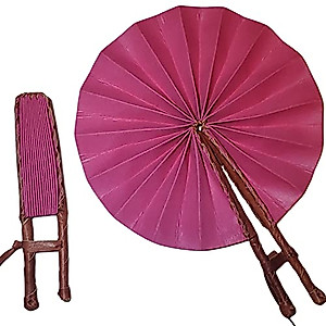 Pink African Fabric Folding Fan: Church, Ankara, Leather, Wedding, Sports, and Pouch Included!