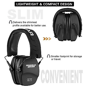 PROHEAR 016 & 030 Passive and Electronic with Bluetooth Shooting Ear Protection Safety Earmuffs, Slim Hearing Protector with Low-Profile