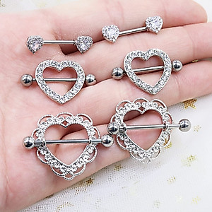 BODY16G CZCZ 14G Nipple Ring 316L Stainless Steel Nipple Barbell Nipple Barbells CZ Nipple Ring Body Piercing Jewelry for Women Men