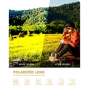 Meeloog Polarized Fit Over Glasses Sunglasses for Women UV Protection, Trendy Square Wrap Around Shades for Driving Riding (P1 Black Frame/Grey Lens)