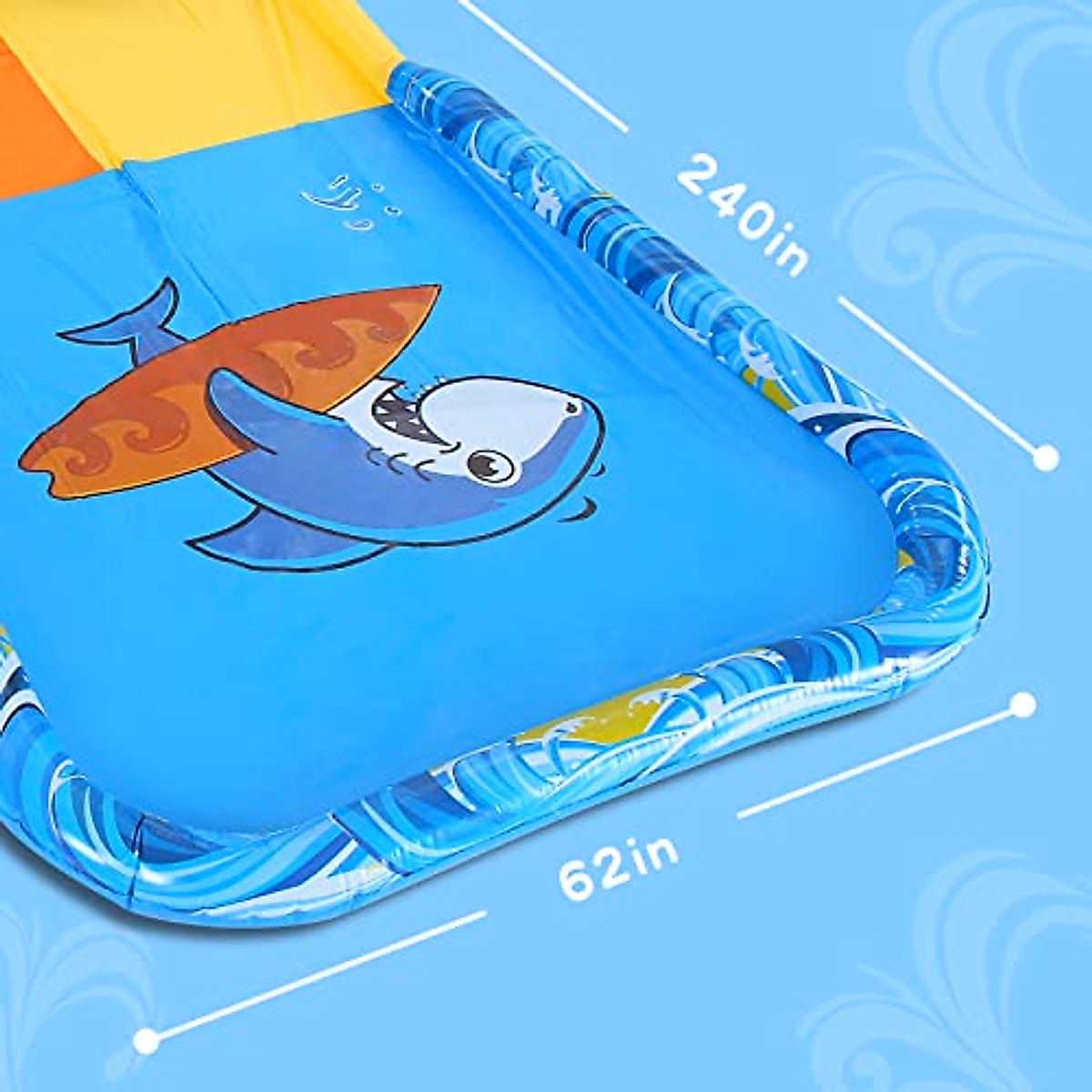 Water Slide for Kids Adult,Inflatable Water Splash Slide Summer Outdoor Toys with 2 Bodyboards Lanes Slip Racing Lawn Water Slide with Water Sprayer Build in Sprinkler for Backyard 20ft