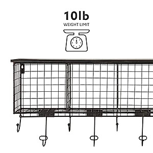 Linon AHWE12381 Lanette 4-Cubby Wall Shelf, 13" x 30" x 6.5", Black
