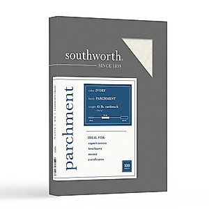 Southworth® Parchment Specialty Paper, 8 1/2" x 11", 65 Lb, Ivory, Pack of 100