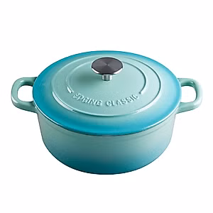 EDGING CASTING Enameled Cast Iron Covered 5.5 Quart Dutch Oven with Dual Handle for Bread Baking, Dutch Ovens with Lid, Peacock Blue