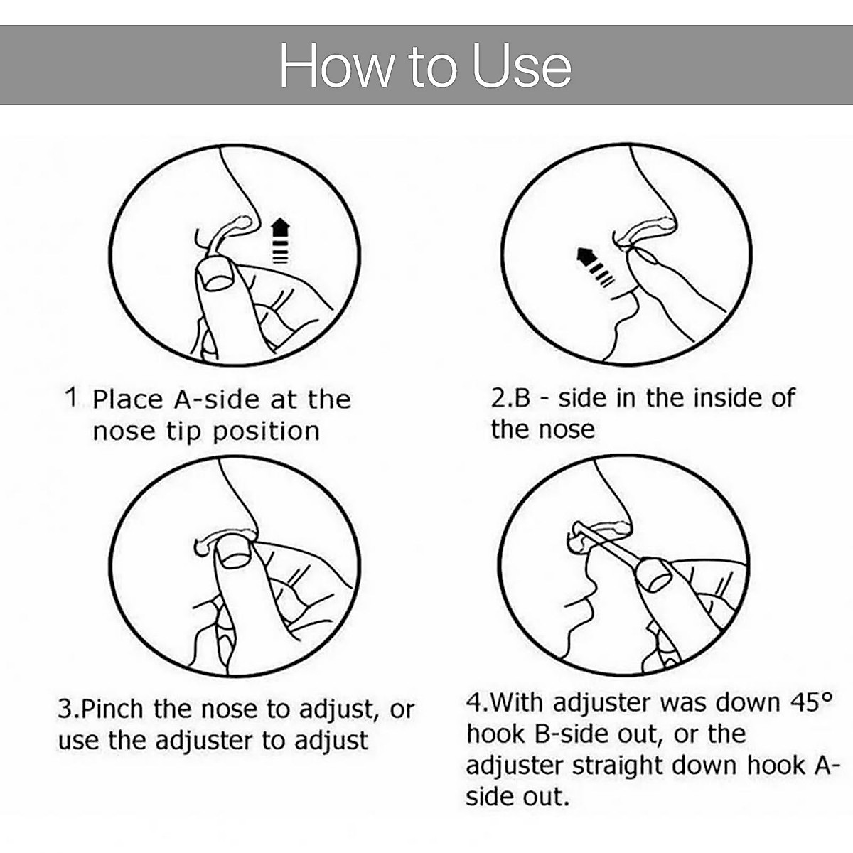 VANANA 3 Sizes Invisible Nose Lifter, Soft Silicone Nose Sharper Straightening Nose Up Corrector Tool, Comfortable Easy Install Removable (Black)