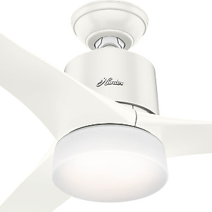 Hunter Fan Company, 59222, 54 inch Wi-Fi Symphony Fresh White Ceiling Fan with LED Light Kit and Handheld Remote, Smart Fan