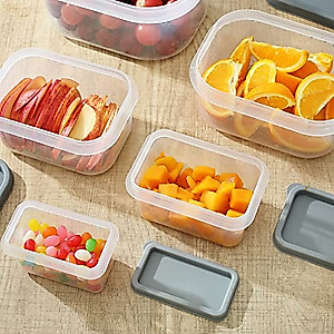 JJOO 10PCS Food Storage Containers with Lids (5 containers + 5 Lids), Reusable Meal Prep Container, Airtight Plastic freezer Containers for Pantry, Microwave and Dishwasher Safe, Grey