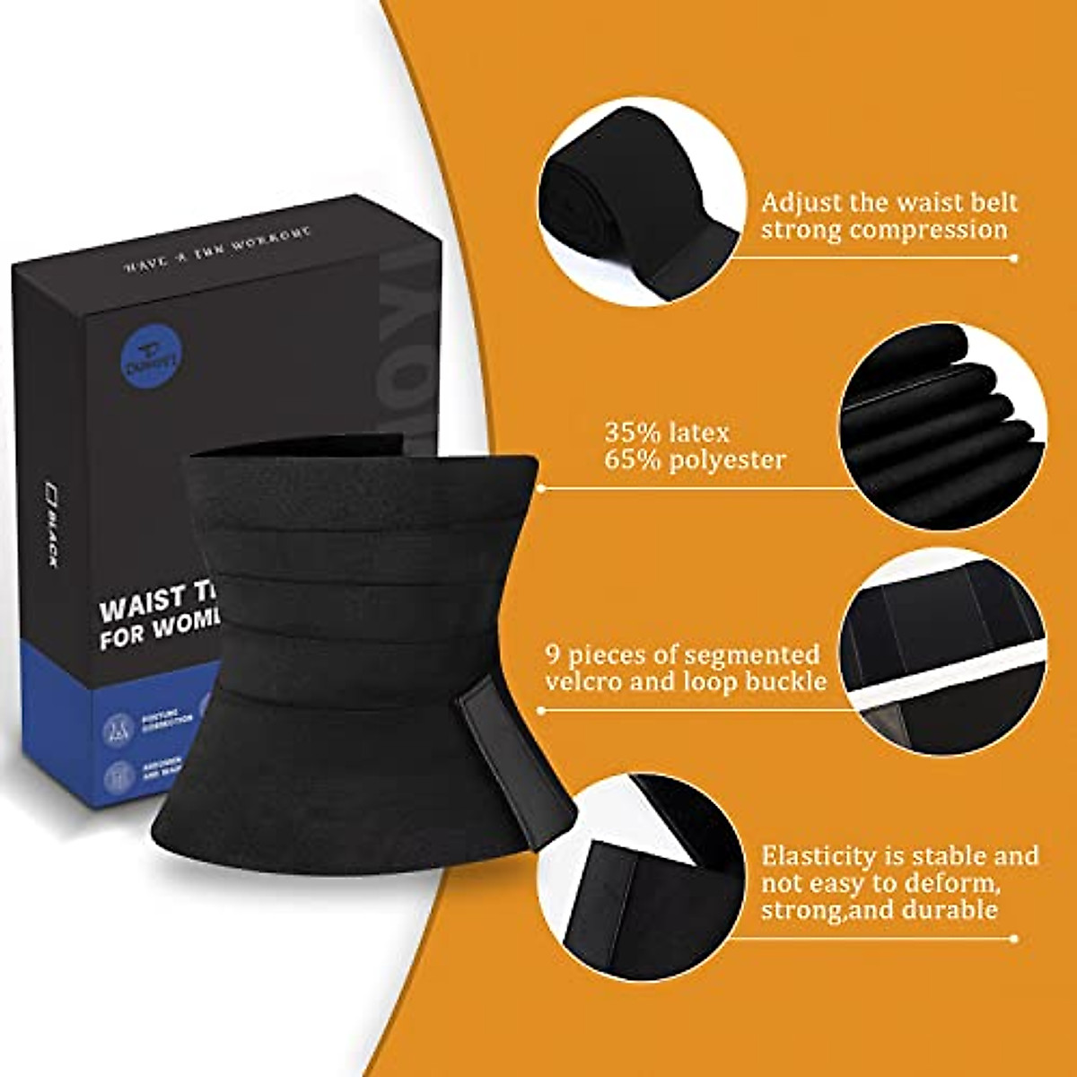 Dumoyi Waist Trainer for Women Lower Belly Fat, Wrap Waist Trainer for Women, Snatch Me Up Bandage Wrap, Plus Size Waist Wraps for Stomach, Waist Trimmer for Women Black