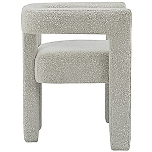 Meridian Furniture Athena Collection Modern | Contemporary Boucle Fabric Upholstered Accent | Dining Chair, 25" W x 21" D x 27" H, Cream