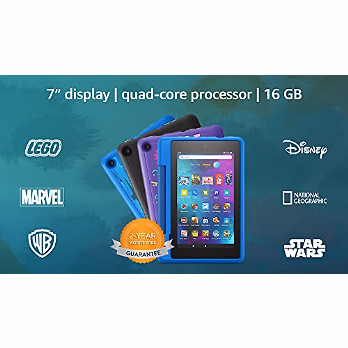 Fire 7 Kids Pro tablet, 7" display, ages 6+, 16 GB, Doodle