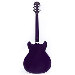GROTE Jazz Electric Guitar Semi-Hollow Body Trapeze Tailpiece Bridge Guitar Gig Bag (Purple)