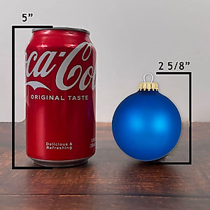 Glass Christmas Tree Ornaments - 67mm / 2.63" [8 Pieces] Designer Balls from Christmas By Krebs Seamless Hanging Holiday Decor (Velvet Classic Blue)