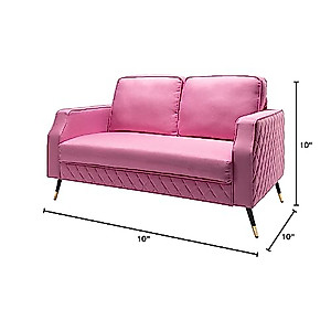 EMKK 56.5” Square Arm Loveseat 2 Seater Upholstered, Mid Century Modern Decor Love Seat Couch Living Room Furniture,Pink