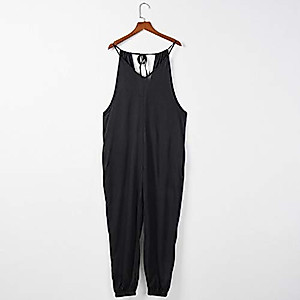 Mitiy Womens Casual Loose Sleeveless Spaghetti Strap Wide Leg Pants Jumpsuit Rompers